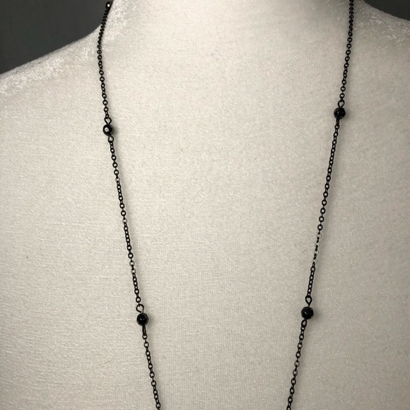 Jewelry | Long Drop Necklace With Beads Black | Poshmark